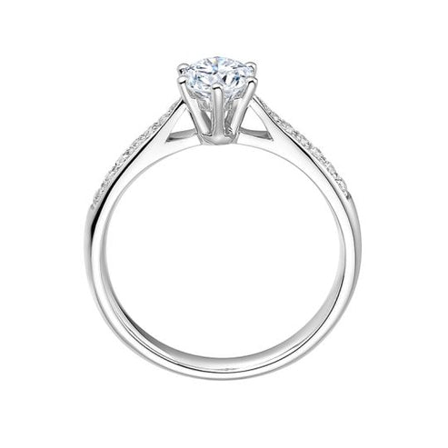 Tapered grain set 6 claw raised shoulder engagement ring. SETTING ONLY ...